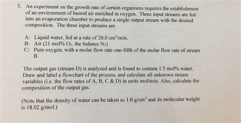 Solved 5 An Experiment On The Growth Rate Of Certain