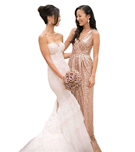 Luckyhouses Womens Gold Sequins Bridesmaid Party Dress Plus Size 18w