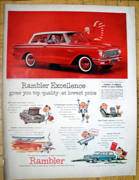 1961 Rambler American Deluxe 2 Door Sedan Red Original 13 5 Etsy