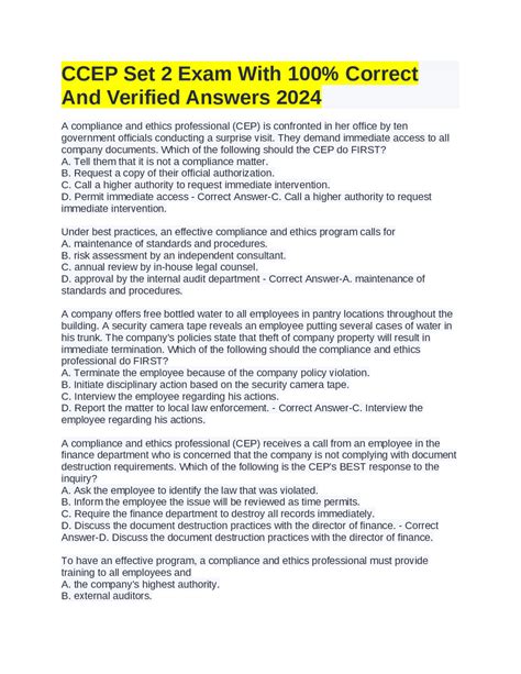 Ccep Set 2 Exam With 100 Correct And Verified Answers 2024 Exams Advanced Education Docsity