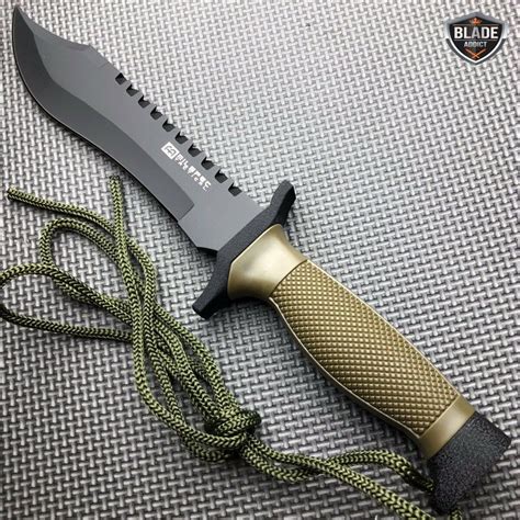 12 Tactical Bowie Survival Hunting Knife W Sheath Military Combat