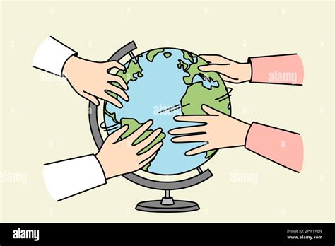 Diverse Hands Turning Globe Stock Vector Image And Art Alamy