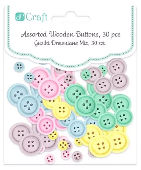 Guziki Drewniane Pastelowe Mix 30 Szt DP Craft