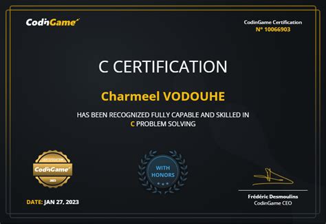 Codingame Certification