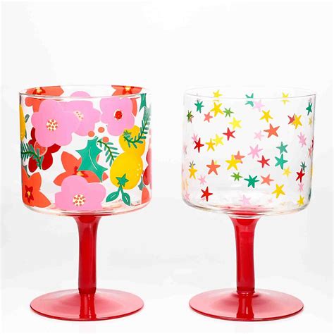 Raspberry Blossom Set Of 2 Wine Glasses Dunelm