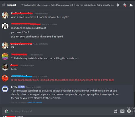 clyde wont let me message in a server r discordapp