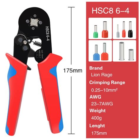 압착 플라이어 키트 페룰 슬리브 관형 터미널 수공구 6 4a10 6a16 6008 16mm ² 와이어 크림 퍼 가정용 전기