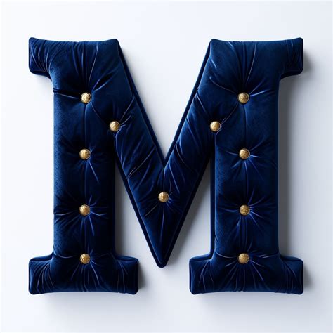 Luxurious Navy Velvet Letter M Monogram Art Playground