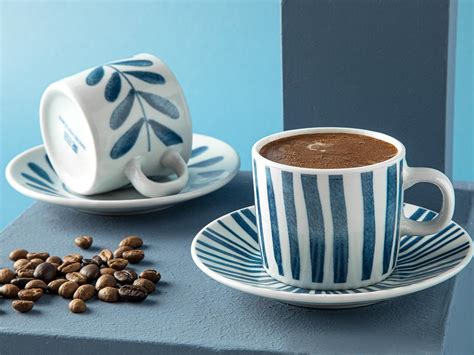 Desirable Porselen 4 Parça 2 Kişilik Kahve Fincan Takımı Lacivert