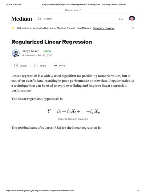 Regularized Linear Regression Linear Regression Is A Widely Used By Yahya Ansari Medium