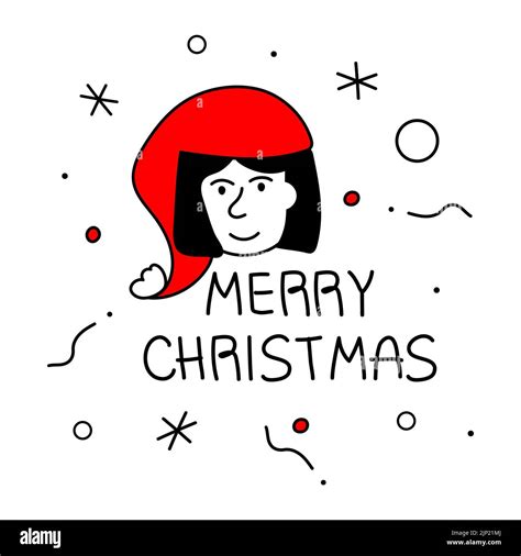 Avatars Head Face Of Girl And Lettering Merry Christmas The Xmas