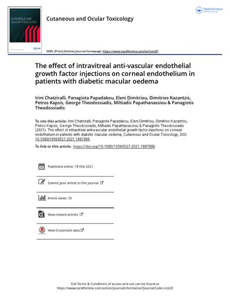 The Effect Of Intravitreal Anti Vascular Endothelial Growth Factor Injections On Corneal