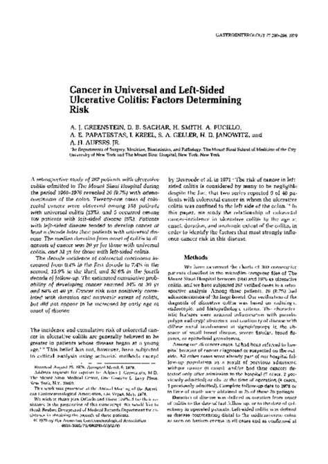 Pdf Cancer In Universal And Left Sided Ulcerative Colitis Factors