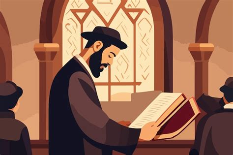 Premium Vector Jew Reading Torah Judaism Religion In Synagogue Rabbis