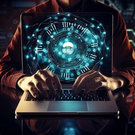 Premium Ai Image Concept Of Cyber Crime Hand Using Laptop And Show