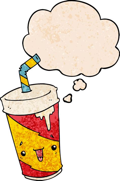Cartoon Soda Cup With Thought Bubble In Grunge Texture Style 45071999 Png