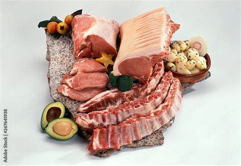 Presentation Of Different Types Of Meat Stock Photo Adobe Stock
