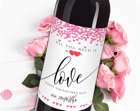 All You Need Is Love Wine Bottle Label Valentines Day Etsy