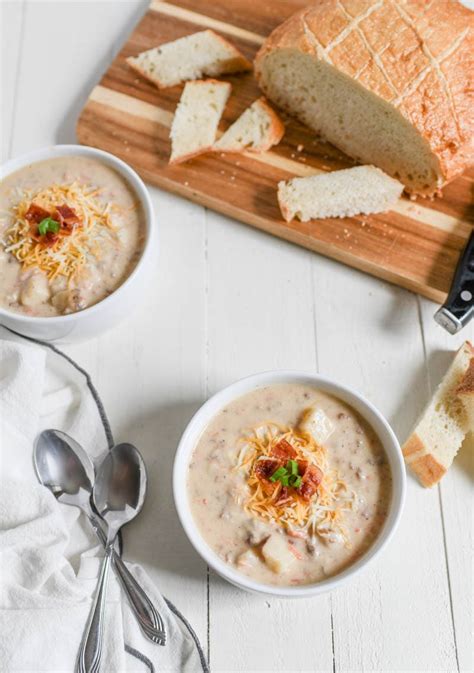Slow Cooker Bacon Cheeseburger Soup Aimee S Pretty Palate