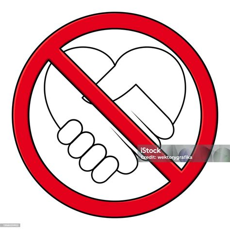 핸드셰이크 금지 된 윤곽 벡터 기호 흰색 배경에 공동 작업 기호가 없습니다 격리된 거래 아이콘 없음 개념에 대한 스톡 벡터 아트