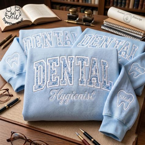 Embroidered Dental Hygienist Sweatshirt Flower Dental Assistant