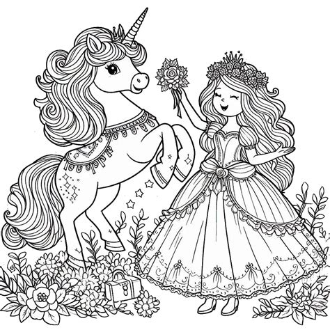 Prinzessin Und Einhorn Ausmalbild Superausmalbilderch
