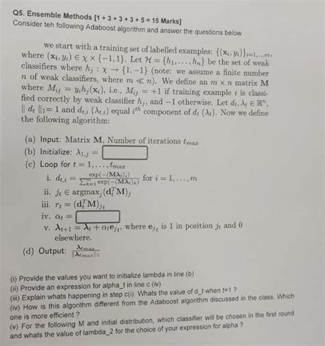 Solved Q Ensemble Methods Marks Consider Teh Following Chegg