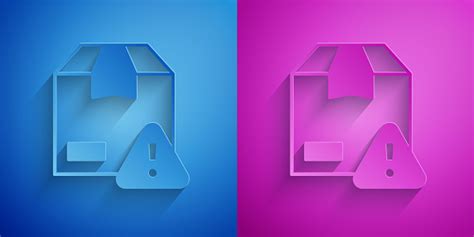 종이는 파란색과 보라색 배경에 격리 된 방패 아이콘배달 보안을 잘라냅니다 배달 보험 방패 너머에 있는 골판지 상자 종이 아트 스타일 벡터 3차원 형태에 대한 스톡 벡터 아트