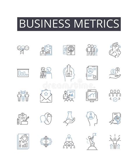 Business Metrics Line Icons Collection Documentation Records