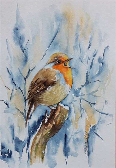 Winter Robin 2022 Watercolour By Arti Chauhan Artofit
