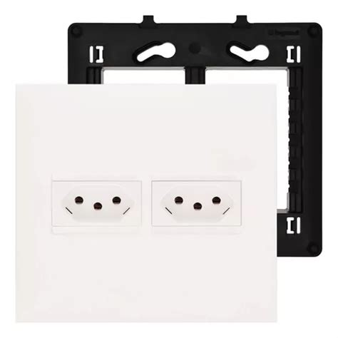 Tomada 10a Dupla Pial Plus Suporte 4x4 Branca Bivolt Cor Branco