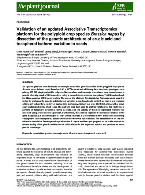 Pdf Validation Of An Updated Associative Transcriptomics Platform For
