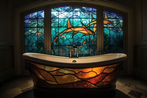 A Stained Glass Bathtub Created With Generative Ai Technology Stock
