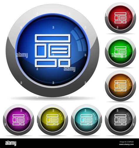 set of round glossy layout buttons arranged layer structure stock