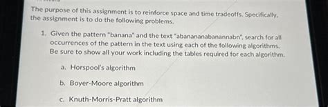 Solved The Purpose Of This Assignment Is To Reinforce Space