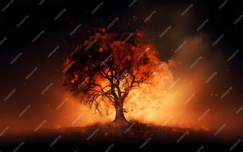 Un árbol Con Un Fuego En él Foto Premium