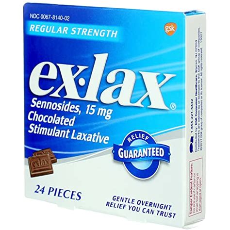 Ex Lax Regular Strength Chocolated Stimulant Laxative 24 Pieces Pack