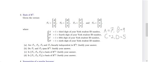 Solved 3 Basis Of R3 Given The Vectors B C A 2 D 1 1 2