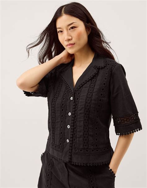 Irina Lace Trim Shirt Black Tops And T Shirts Monsoon Roi