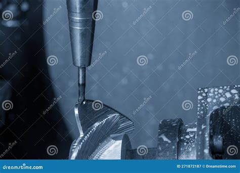 Close Up The 5 Axis Machining Center Cutting The Boat Propeller Parts