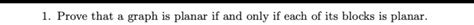 Solved Prove That A Graph Is Planar If And Only If Each Chegg