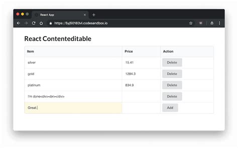 Using Content Editable Elements In Javascript React Tanias Website
