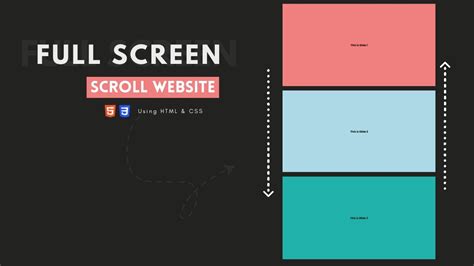 How To Make Full Screen Scrolling Website Using Html And Css Youtube