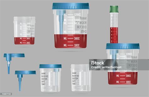 현대 현실적인 3d 진공 컨테이너 뚜껑 및 혈액 샘플링 생체 재료 및 분석을 위한 바늘 벡터 일러스트 레이 션 뚜껑에 대한 스톡