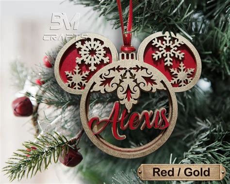 Custom Disney Mickey Minnie Mouse Christmas Tree Ornament Personalized