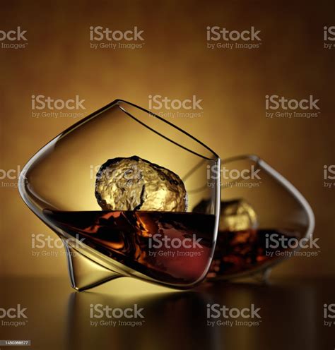 Scotch Whisky Bourbon Or Rum In A Glass On Amber Background 3d