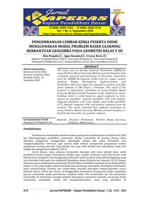 Pdf Pengembangan Lembar Kerja Peserta Didik Menggunakan Model Problem