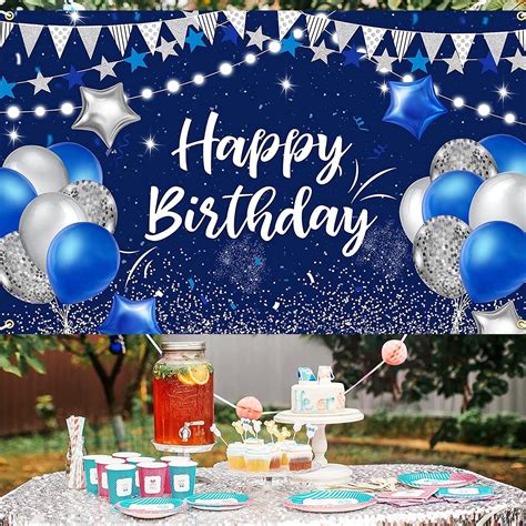 Buy Blue Happy Birthday Backdrop Banner Extra Large Balloons Sign