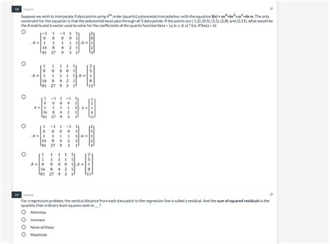 Solved 18 2 Points Suppose We Wish To Interpolate 5 Data