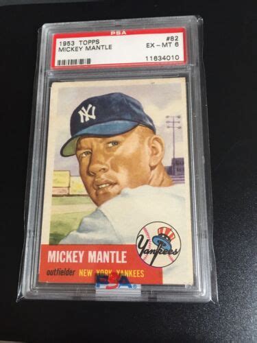 1953 Topps Mickey Mantle 82 Psa 6 Ex Mt Hof Centered High End